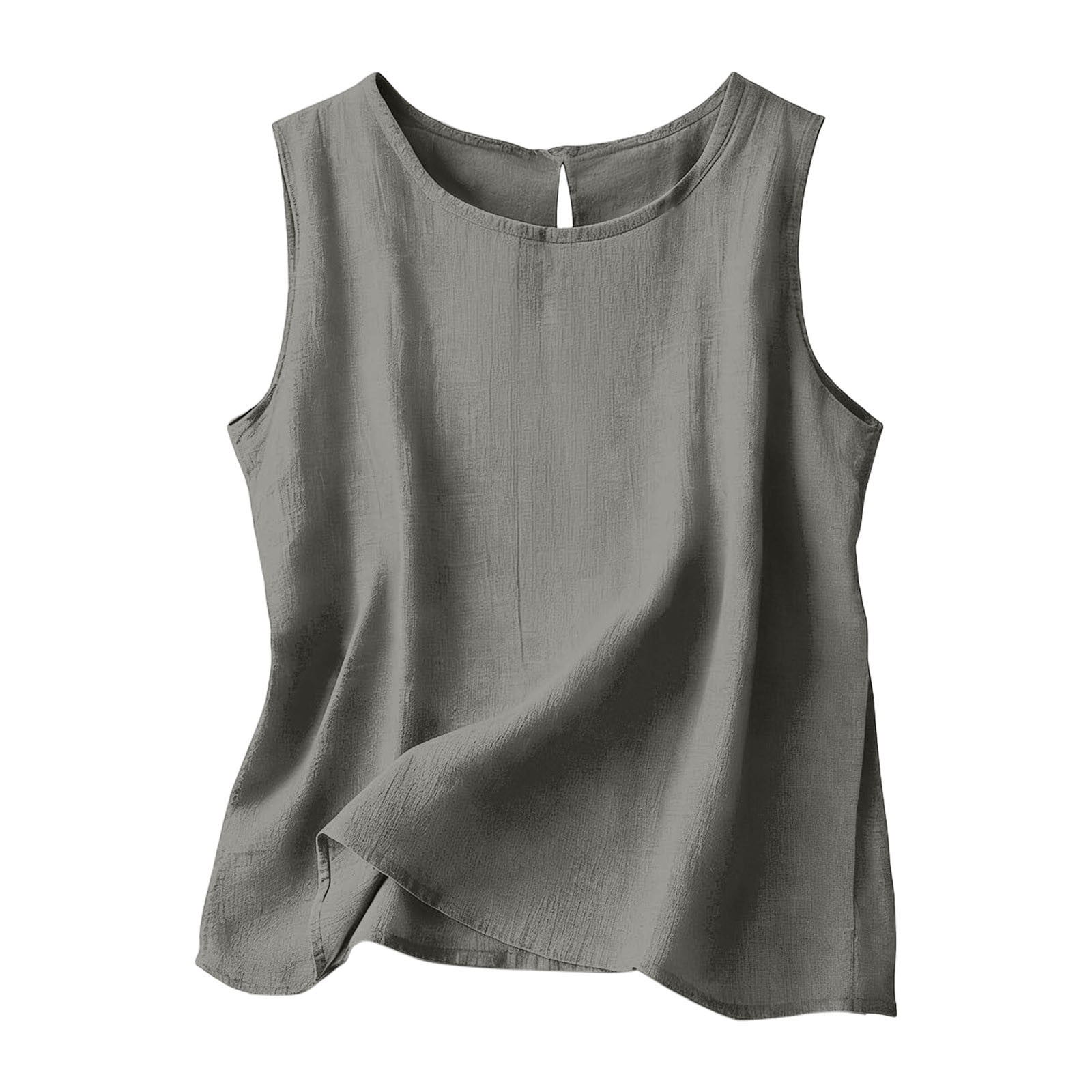 CAIVO Womens Summer Tank Tops Casual Plus Size Crew Neck Sleeveless ...