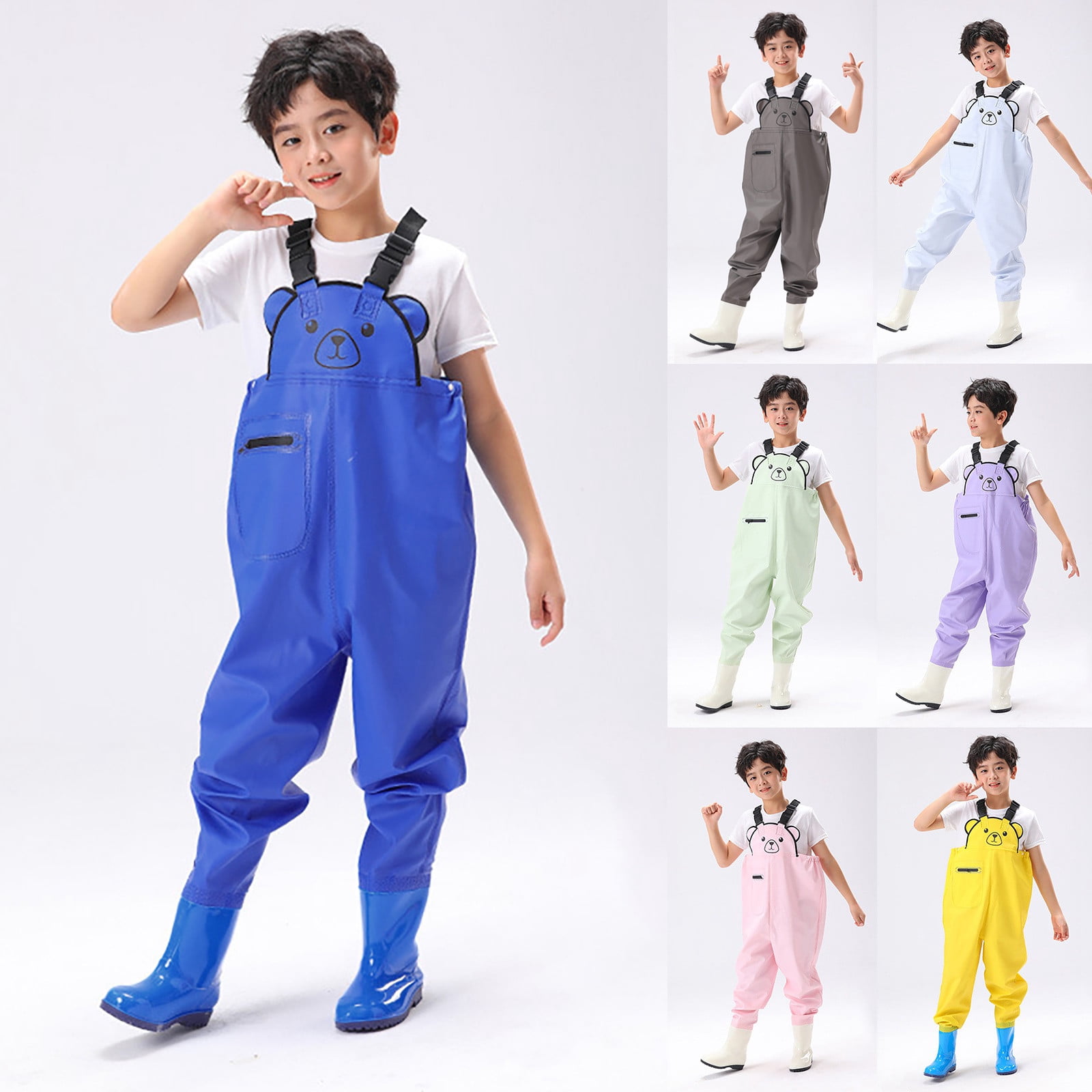 CAIXAI Kids Waterproof Rain Bib Pants Boys Girls Rain Pants Kids ...