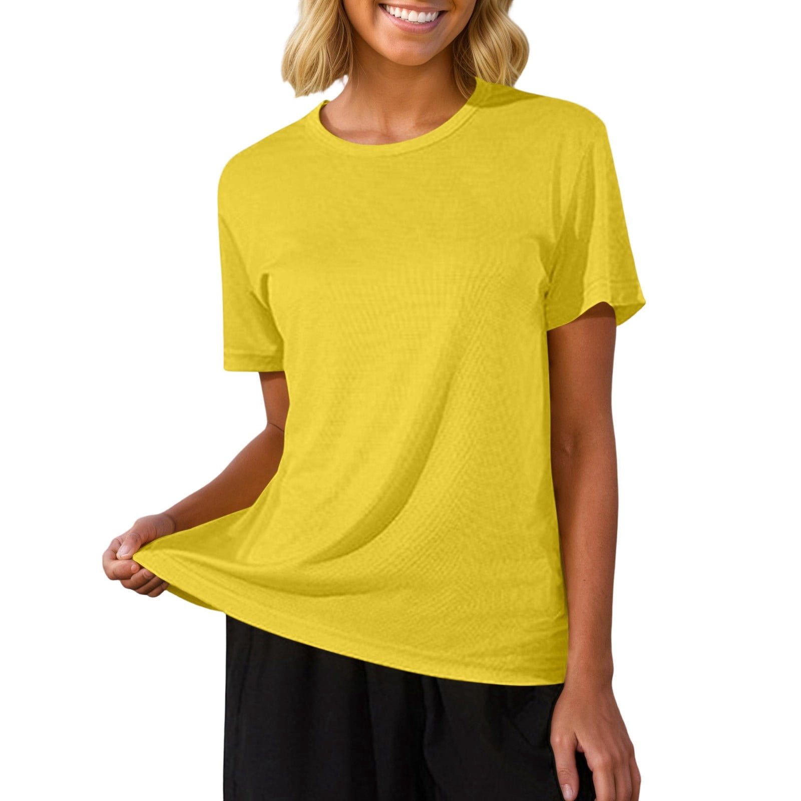 CAIXAI T Shirts for Women Trendy Casual Short Sleeve Plain Womens ...