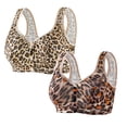 CAIXIA 2 Pack Jelly Wireless Bra Leopard Print Deep V Push Up Seamless ...