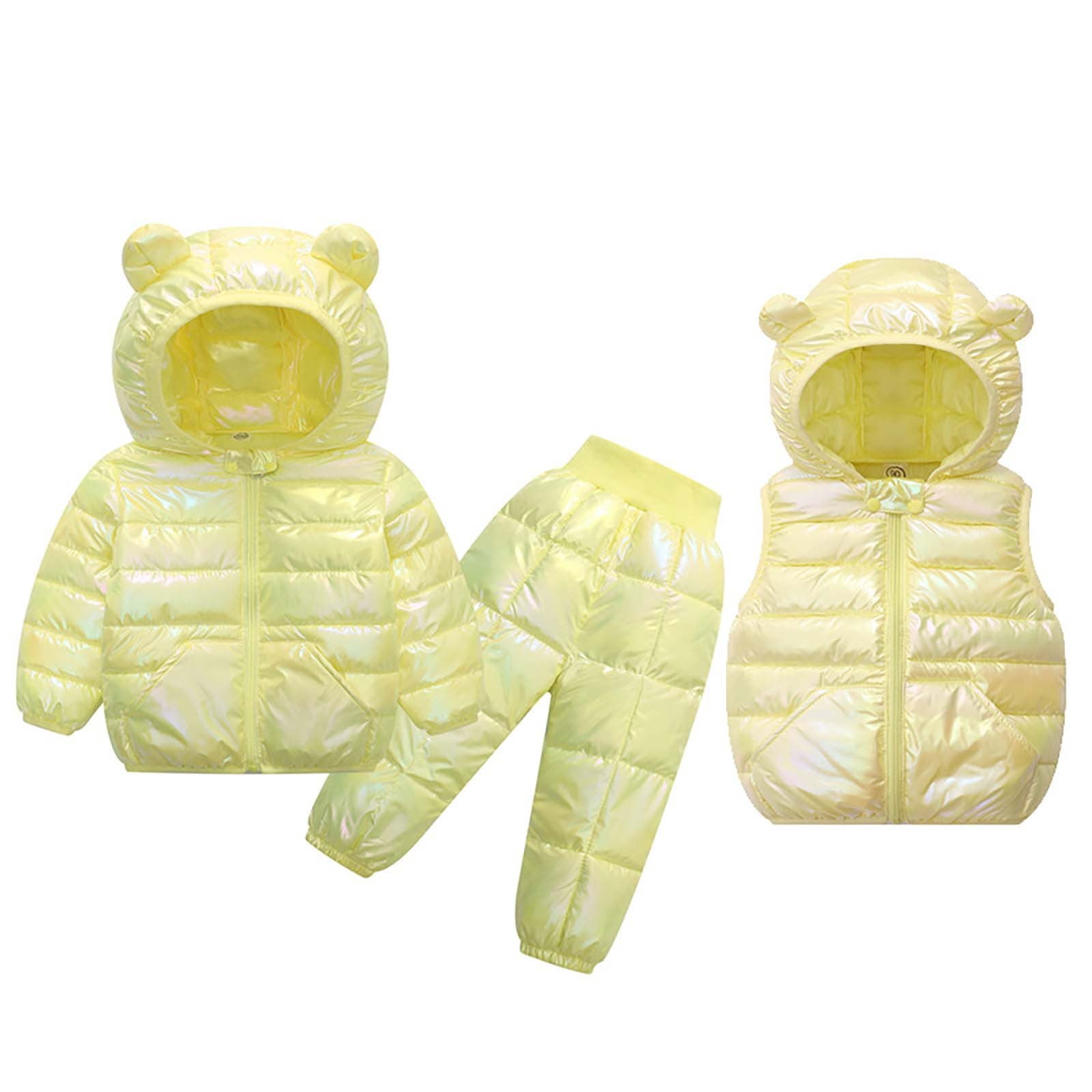 CAIXIA 2 Piece Kids Snowsuit Ski Suit Boys Girls Metallic Hooded Puffer Jacket Lightweight ...