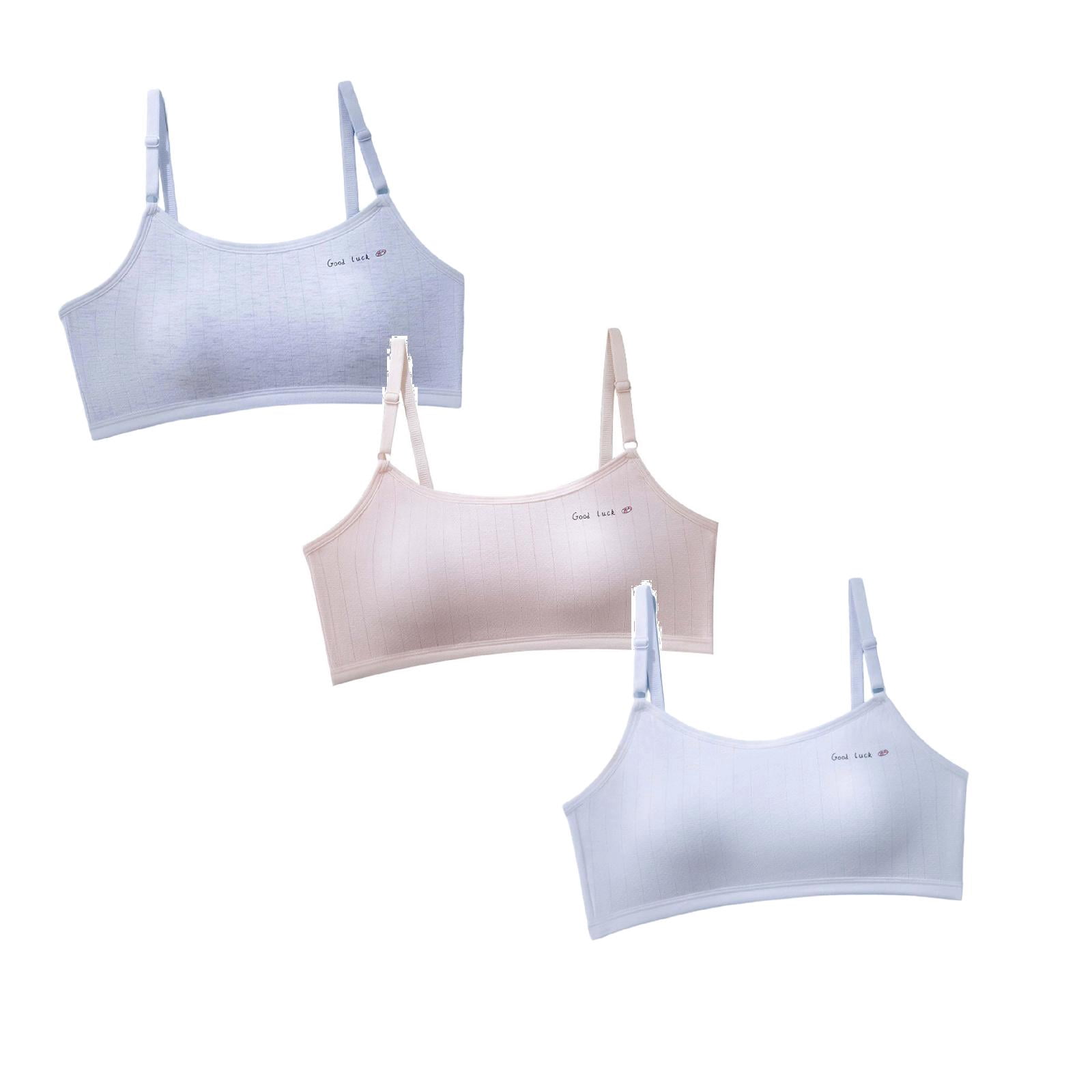 CAIXIA 3 Pack Soft Teen Bras for Girls Lightly Padded Cotton Girl ...