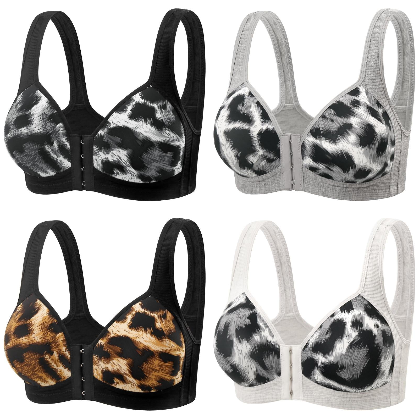 CAIXIA 4 Pack Wireless Bras for Women Leopard Print No Underwire ...