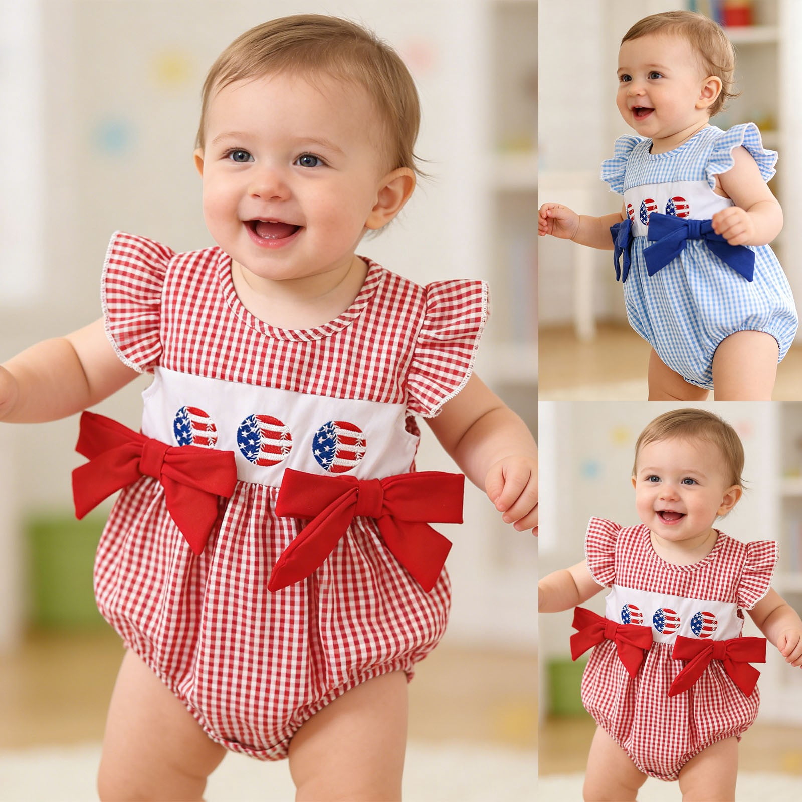 CAIXIA 4th Of July Outfits for Girls America 250 Flag Kids Red Blue ...