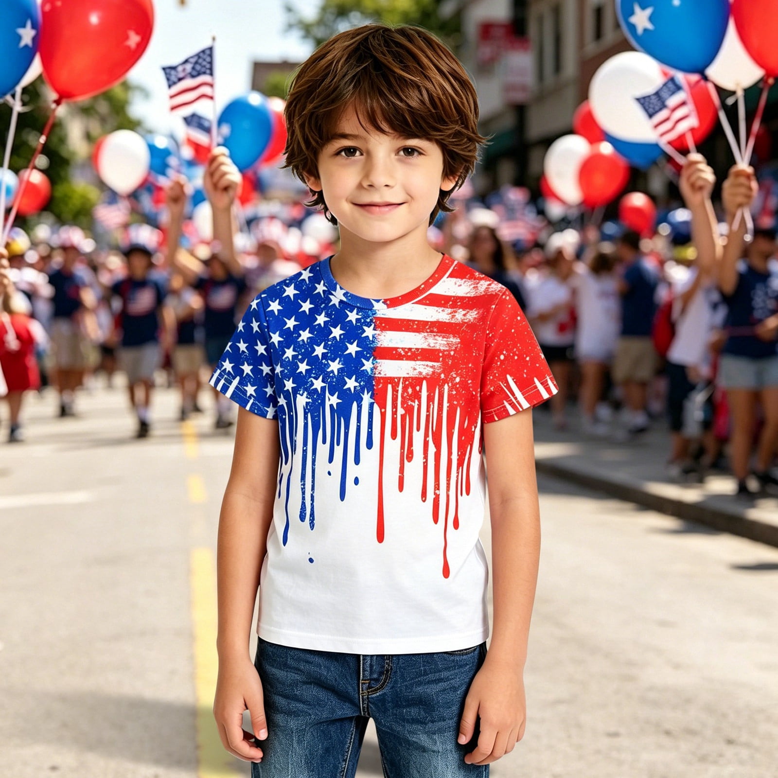 CAIXIA 4th of July Shirt Boys Girls USA T-Shirt for Kids American Flag ...