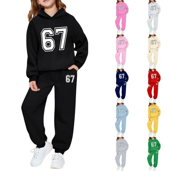 CAIXIA 67 Hoodie Boy Outfits Hoodie Sweatshirts 67 Meme Boy's Pants Set ...