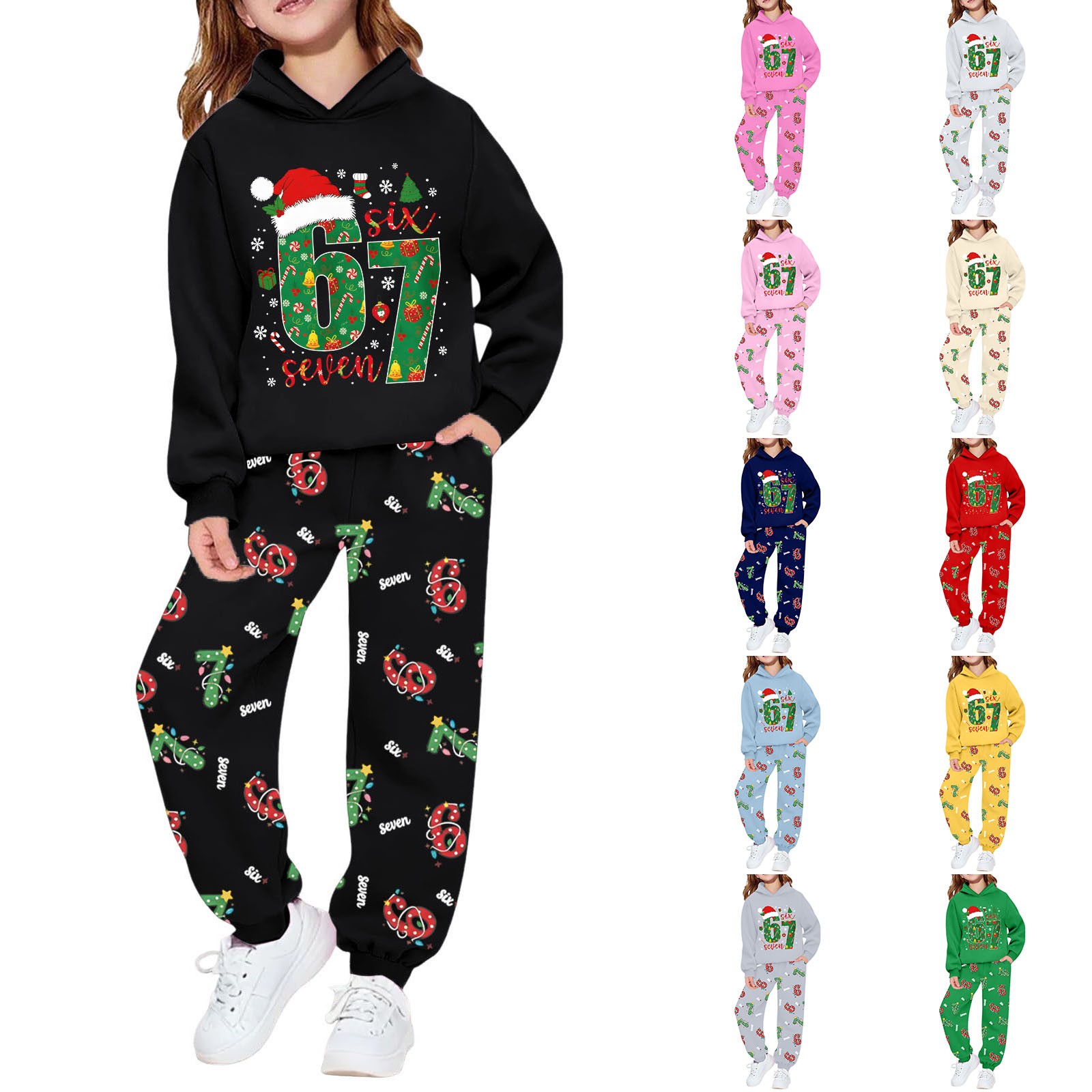 CAIXIA 67 Hoodie and Pants sets for kids 6 7 meme Top pants 2Pcs Tshirt ...