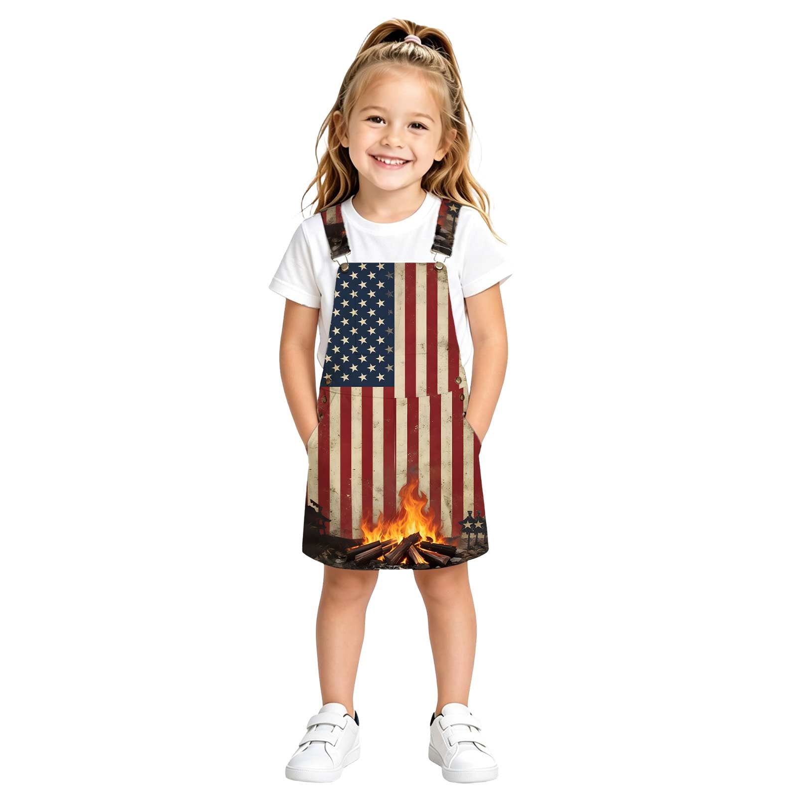 CAIXIA American Flag Overalls Boys Girls 4Th Of July Red White And Blue ...