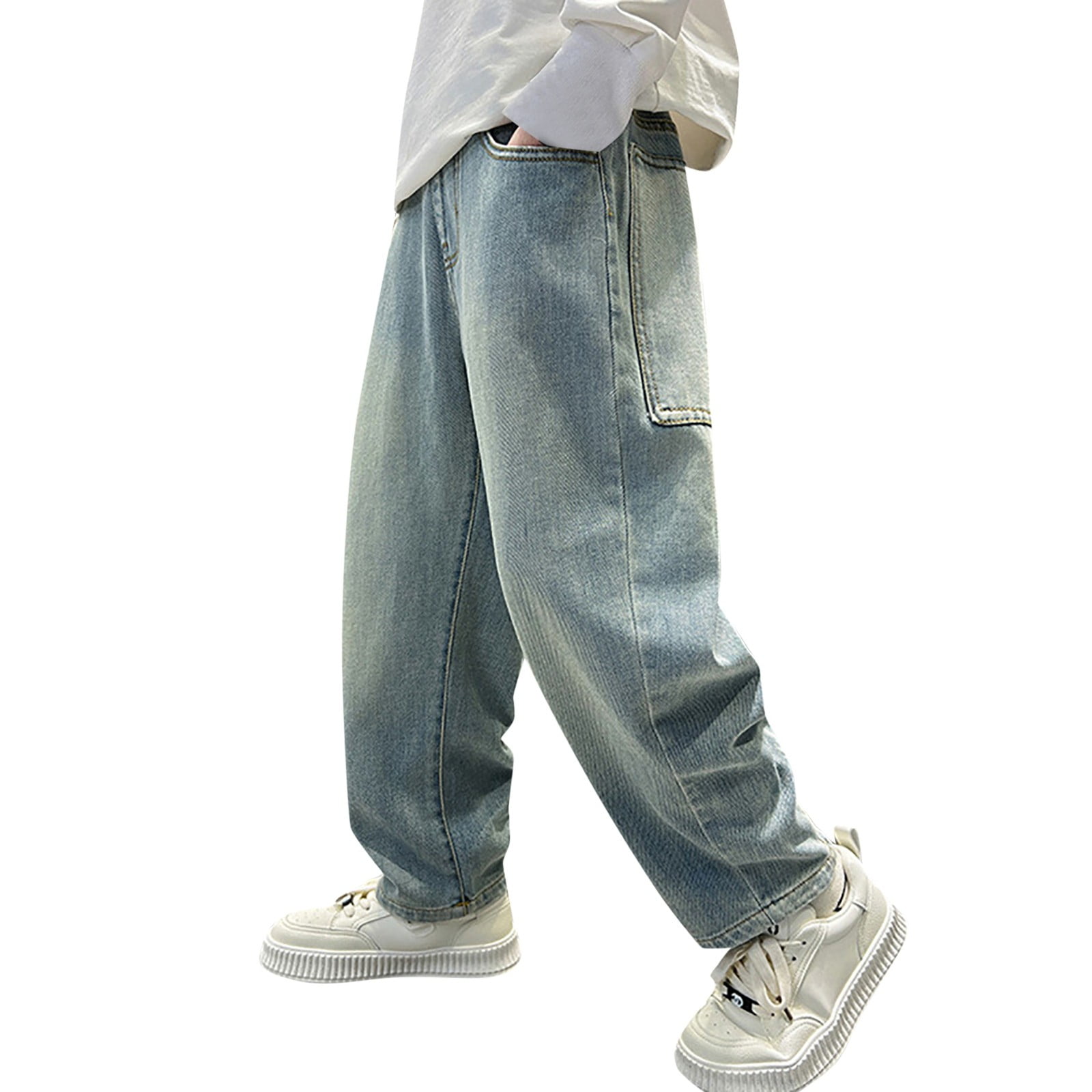 CAIXIA Baggy Jeans Men,Boys' Loose Fit Jeans Oversized Straight Leg Denim Overalls Wide Leg ...