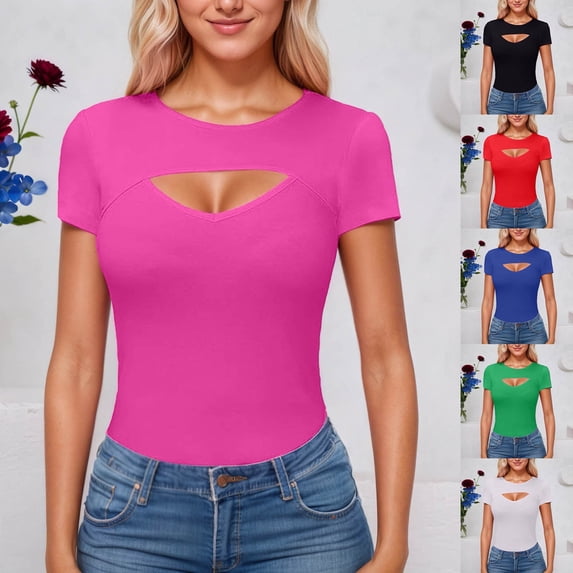 CAIXIA Basics Womens Clothing Women's Summer Hollow Out Ribbed Knit ...