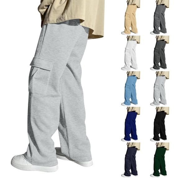 CAIXIA Boys Cargo Sweatpants Baggy Wide Leg Drawstring Pants Open ...