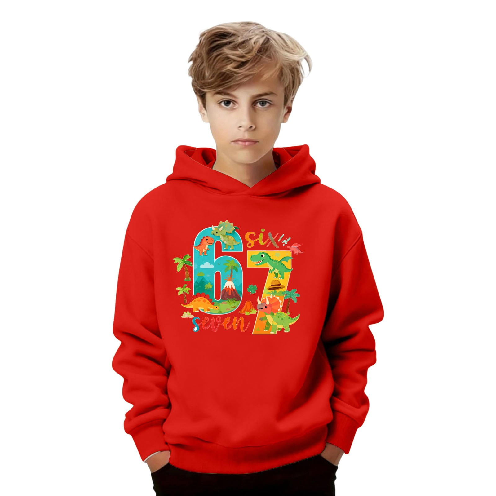 CAIXIA Boys Hoodies Size 8-10 6 7 Meme Six Seven Boys Sweatshirts Long ...