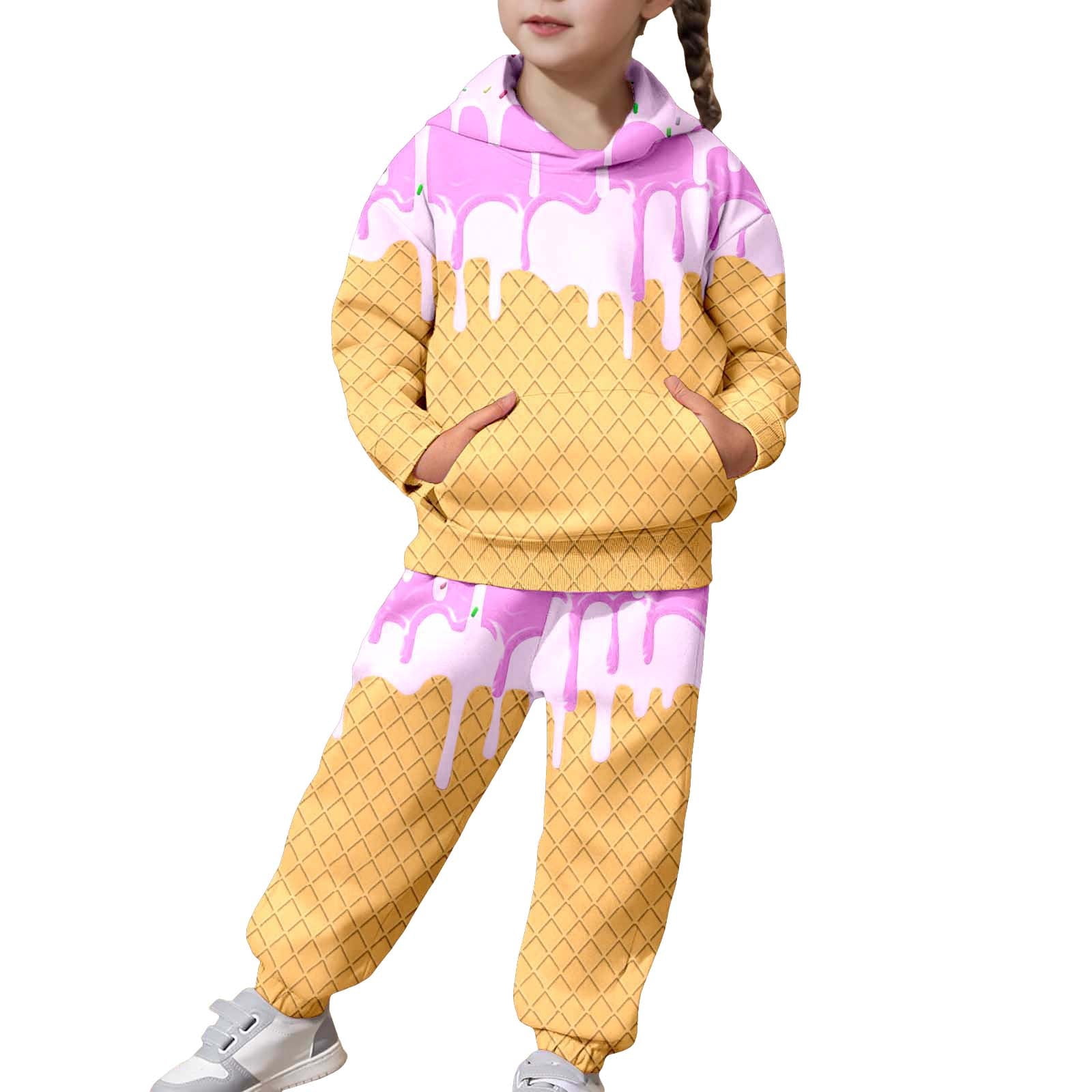 CAIXIA Boys Ice Cream Girls Outfits Size 5 Girls Fashion Casual Two ...