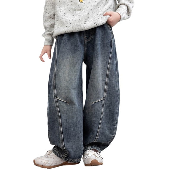 CAIXIA Boys Jeans Straight Wide Leg Demin Pants for Teen Kids Ripped ...