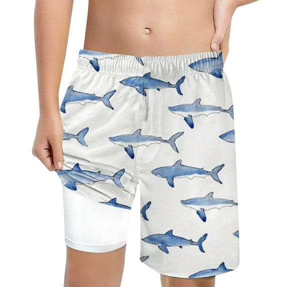 CAIXIA Boys Swim Trunks with Compression Liner Shorts 2 In 1 Funny ...