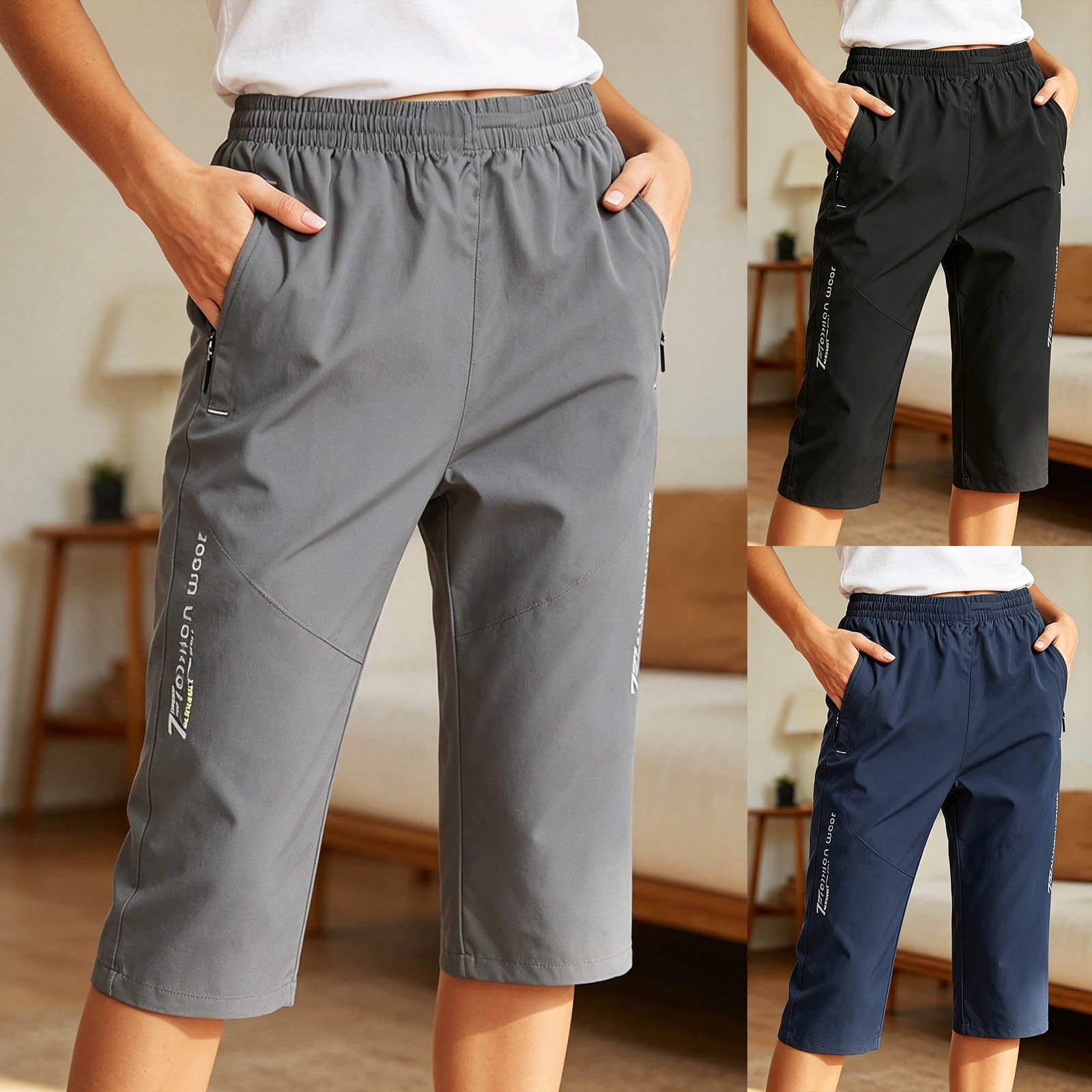 CAIXIA Capri Pants for Men Women Fashion Quick Dry Gym Athletic Running ...
