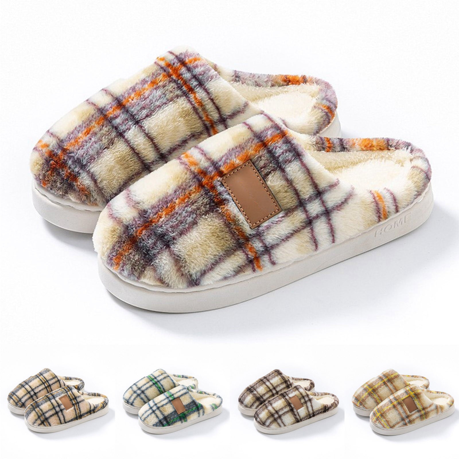 CAIXIA Checkered Slippers House Slippers For Women And Men House Shoes ...
