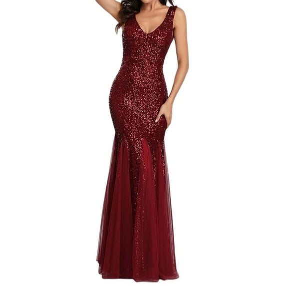 CAIXIA Club Dresses For Women Elegant Slim Fit Sequined Sleeveless ...