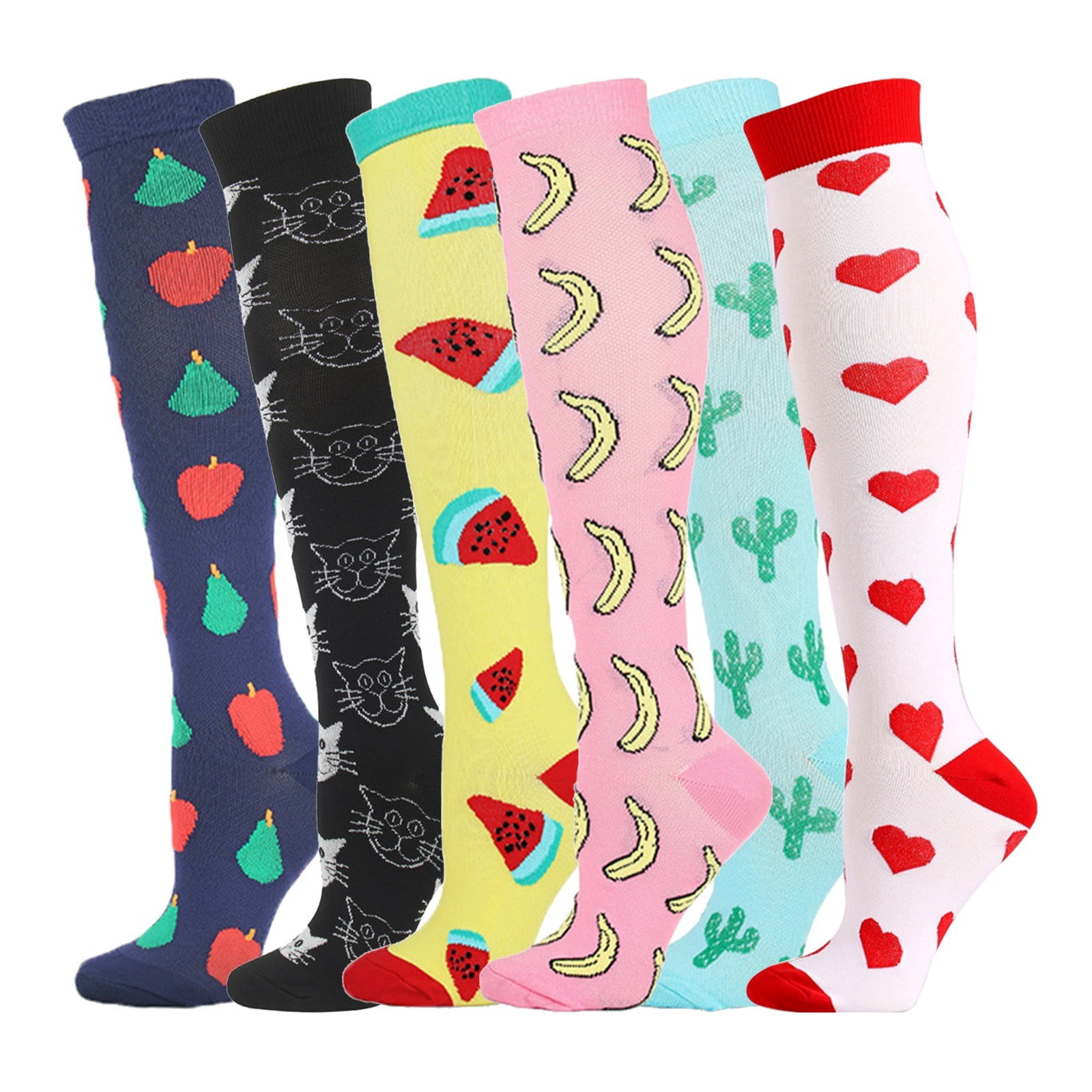 CAIXIA Compression Socks For Men Women Pregnant 20-30 mmHg Knee High ...