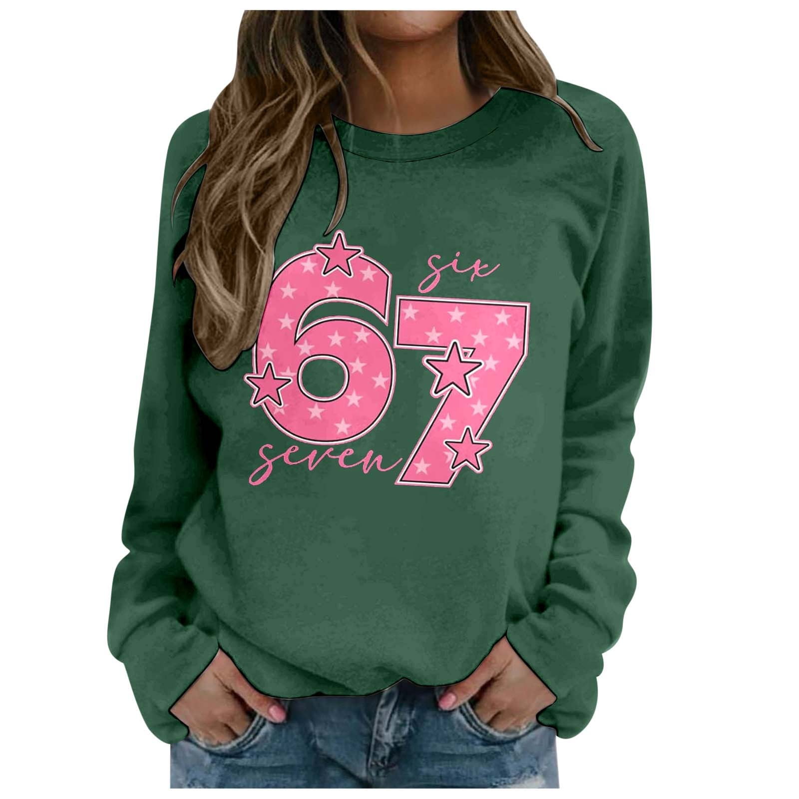 CAIXIA Crewneck Sweatshirts Women Embroidered Long Sleeve Shirt Crew ...