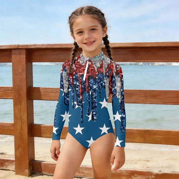 CAIXIA Cute One Piece Swimsuit Girls Bathing Suit Girls Adjustable Wide ...