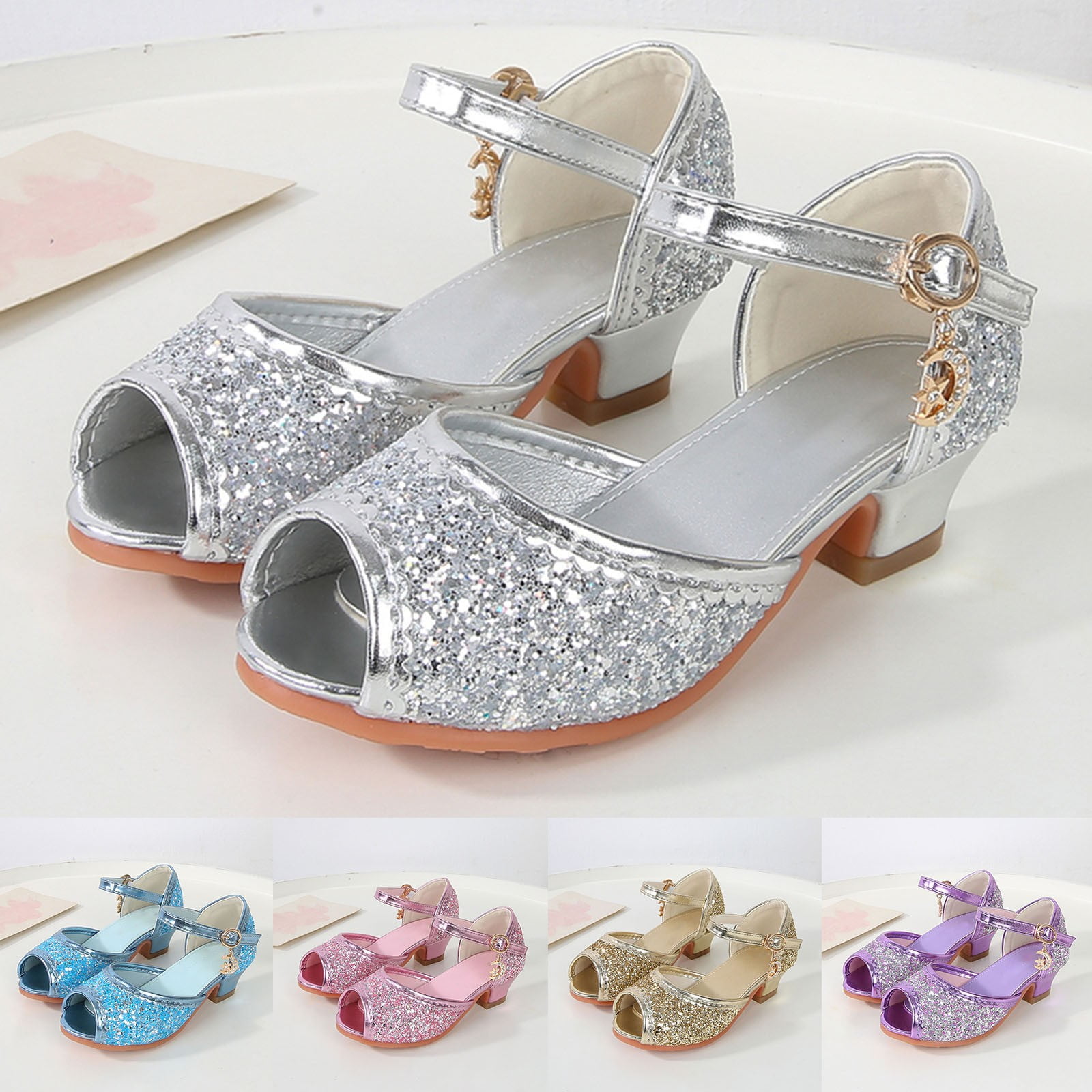 CAIXIA Dressy Sandals Girls Girls High Heels Sandal for Girls Open Toe ...