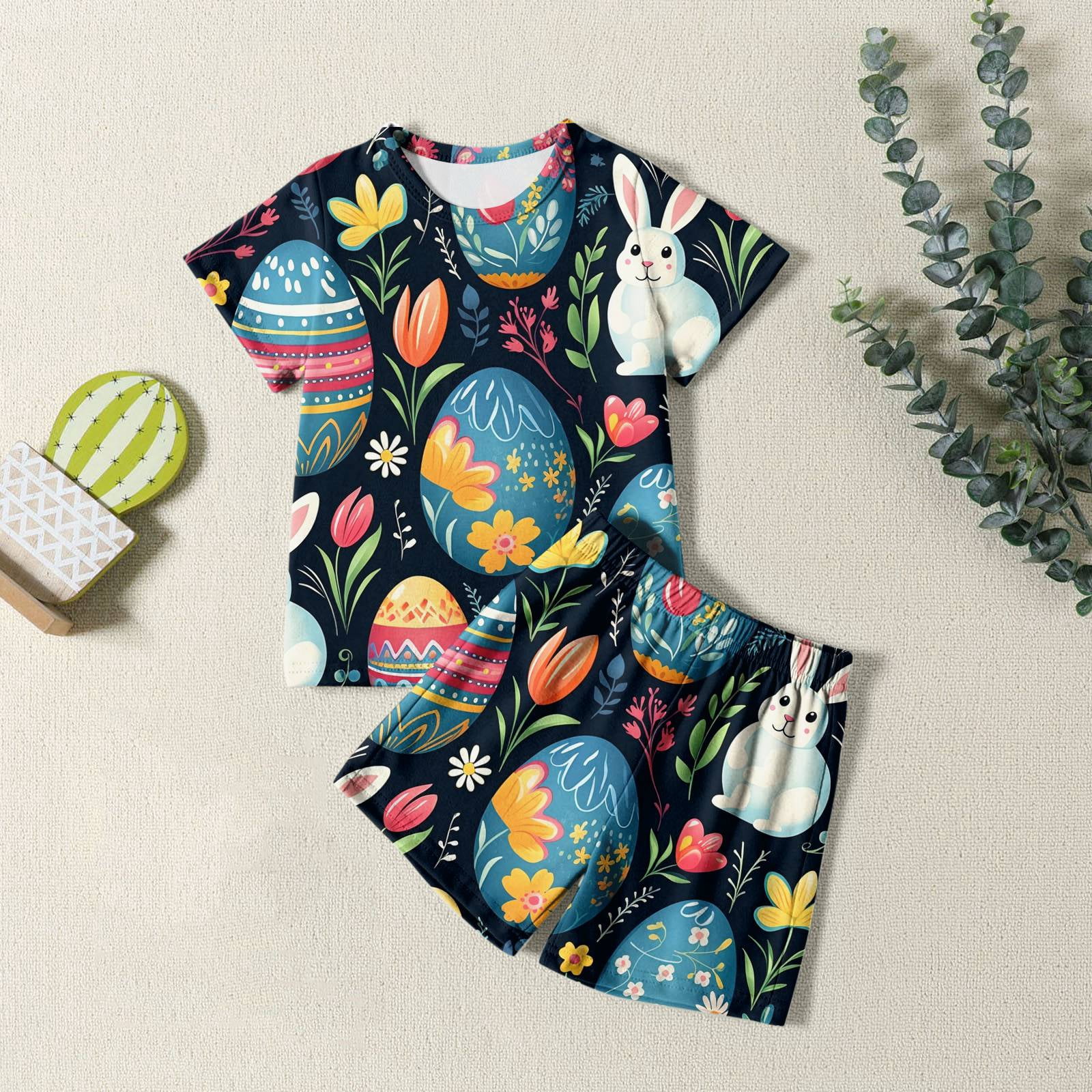 CAIXIA Easter Outfit Toddler Kids Baby Bunny Carrot Short Sleeve T ...