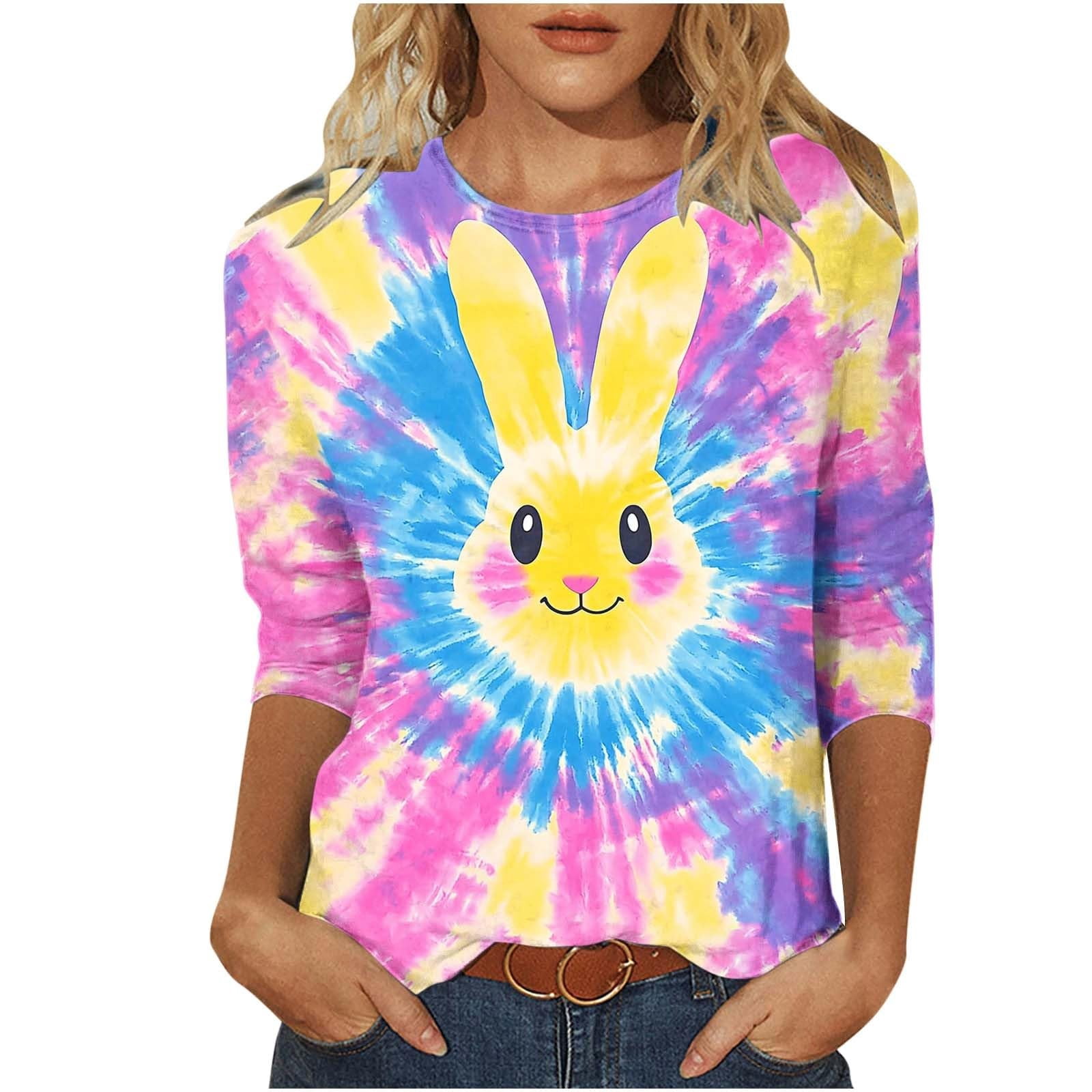 CAIXIA Easter Shirts for Women 3/4 Length Sleeve Funny Easter Candy ...