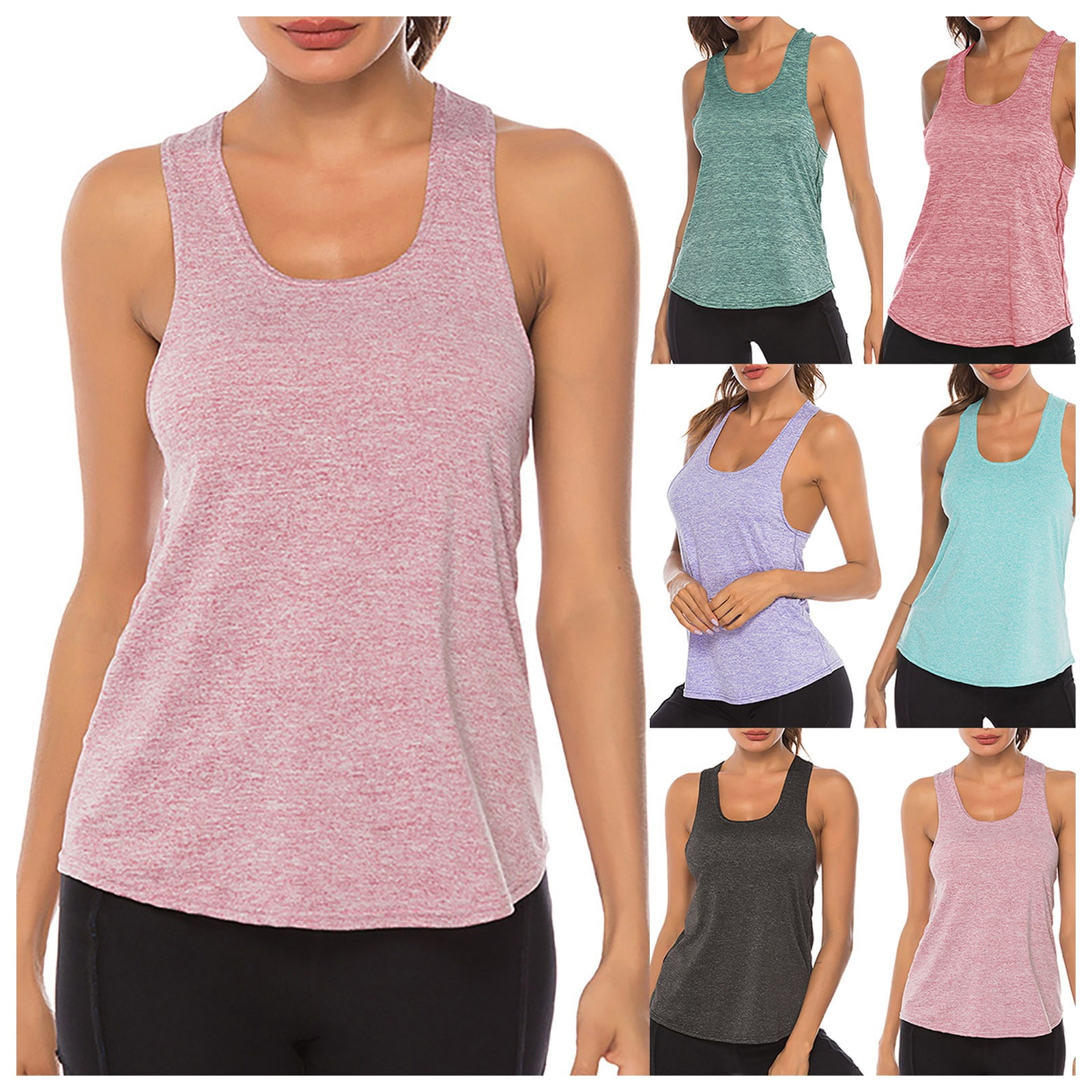 CAIXIA Exercise Tops for Women Sleeveless Athletic Tank Tops Scoop Neck ...