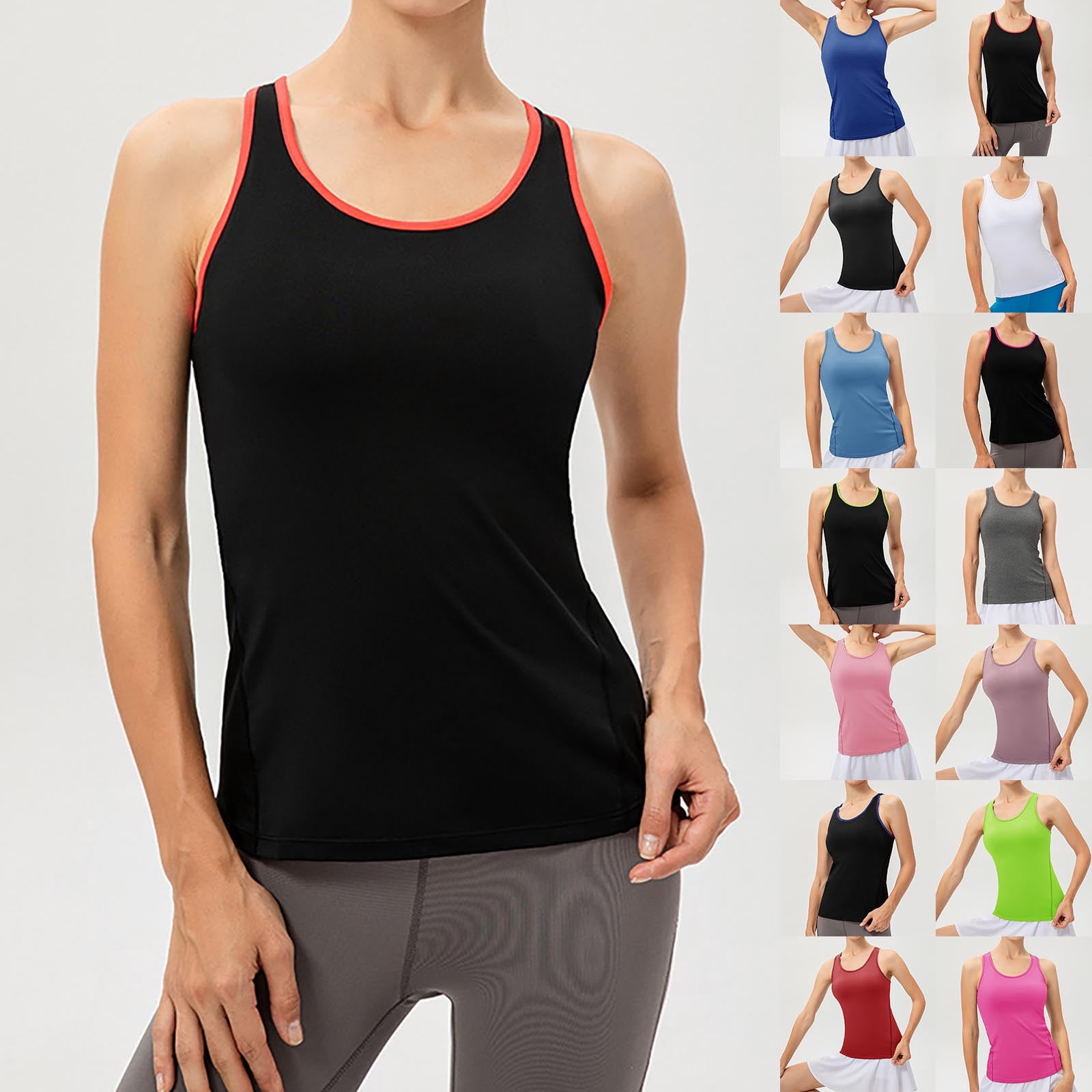 CAIXIA Exercise Tops for Women Sleeveless Athletic Tank Tops Scoop Neck ...
