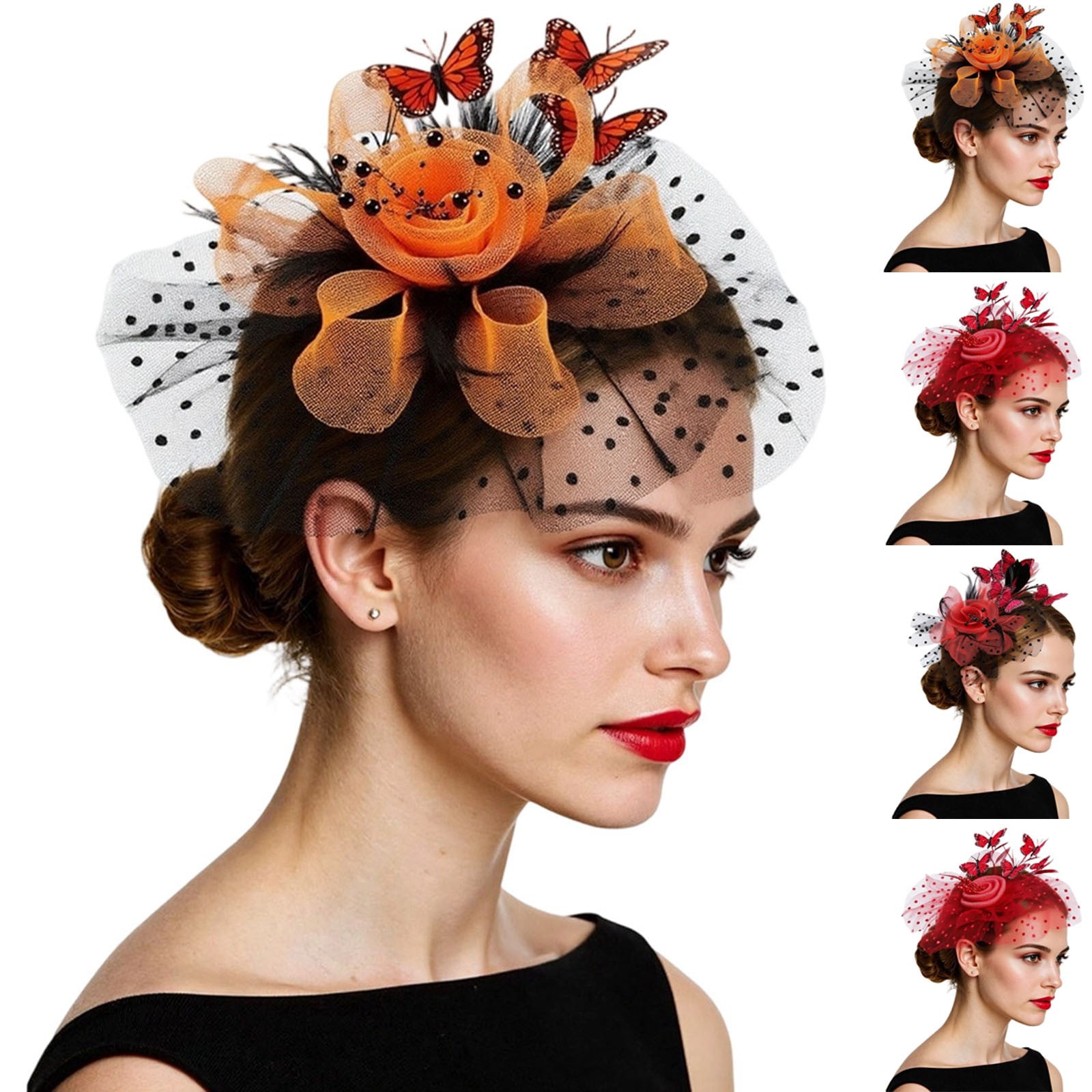 CAIXIA Fascinators Hat Women Tea Party Headband Flower Cocktail Mesh ...