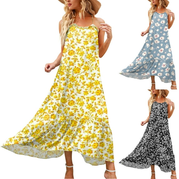 CAIXIA Flowy Dresses For Women Maxi Dress Summer Outfits 2026 Spaghetti ...