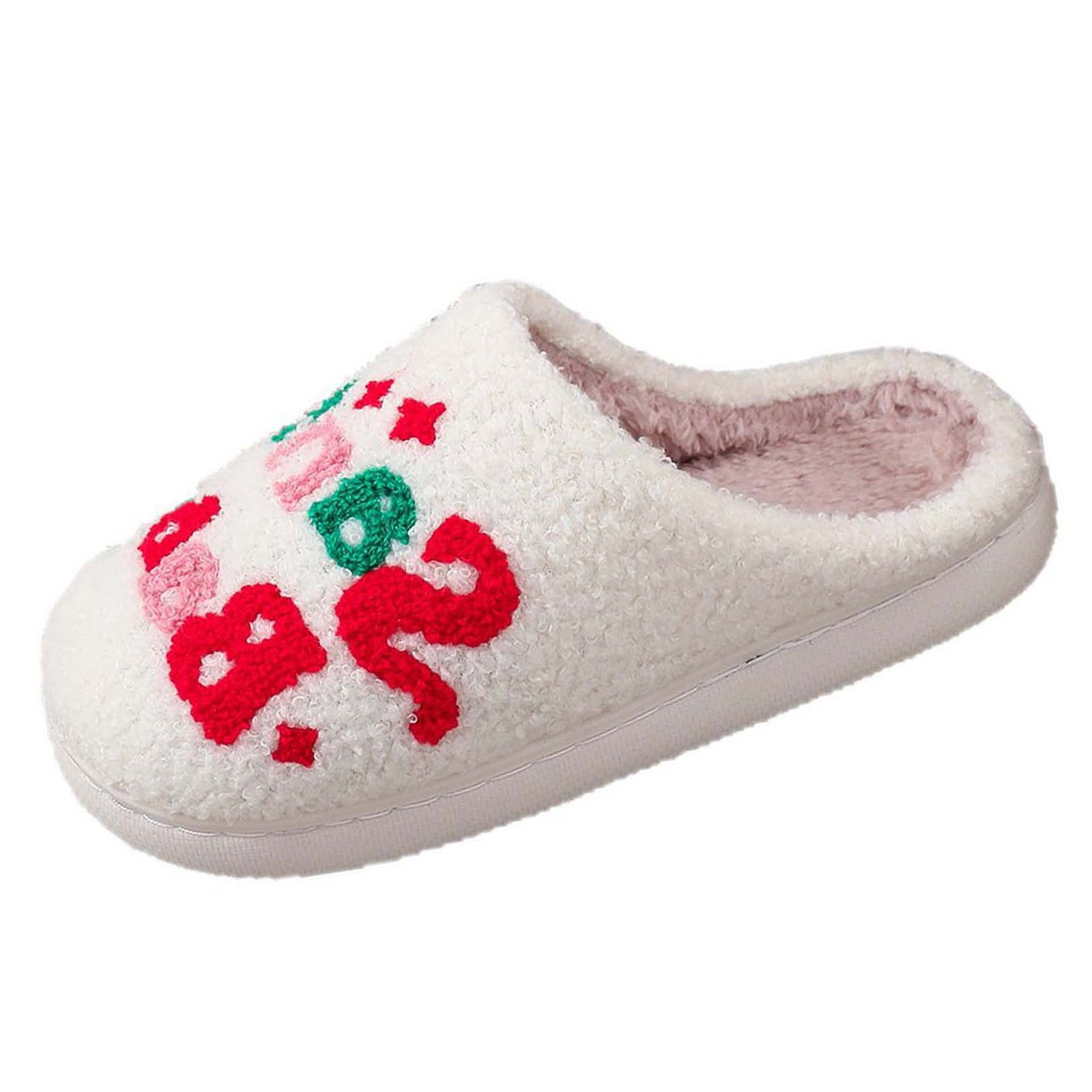 CAIXIA Fuzzy Slippers Women Size 13 Christmas Closed Toe Fuzzy Cute ...