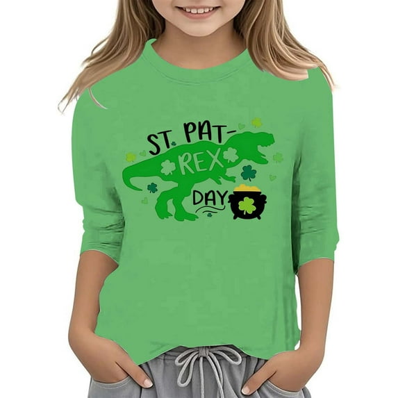 CAIXIA Girl Shirts Size 7-8 3/4 Length Sleeve T Shirts St. Patrick's ...
