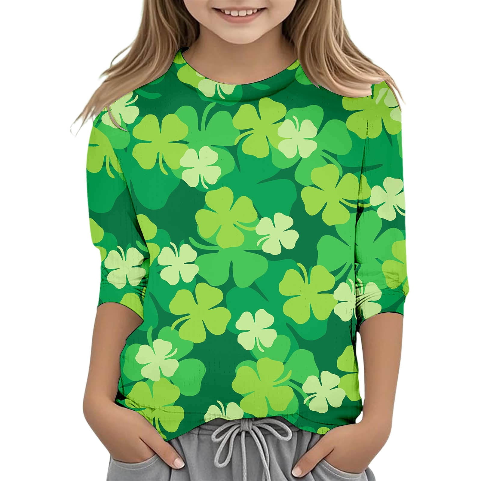 CAIXIA Girl Shirts Size 8 3/4 Length Sleeve Cotton T-Shirt Saint ...