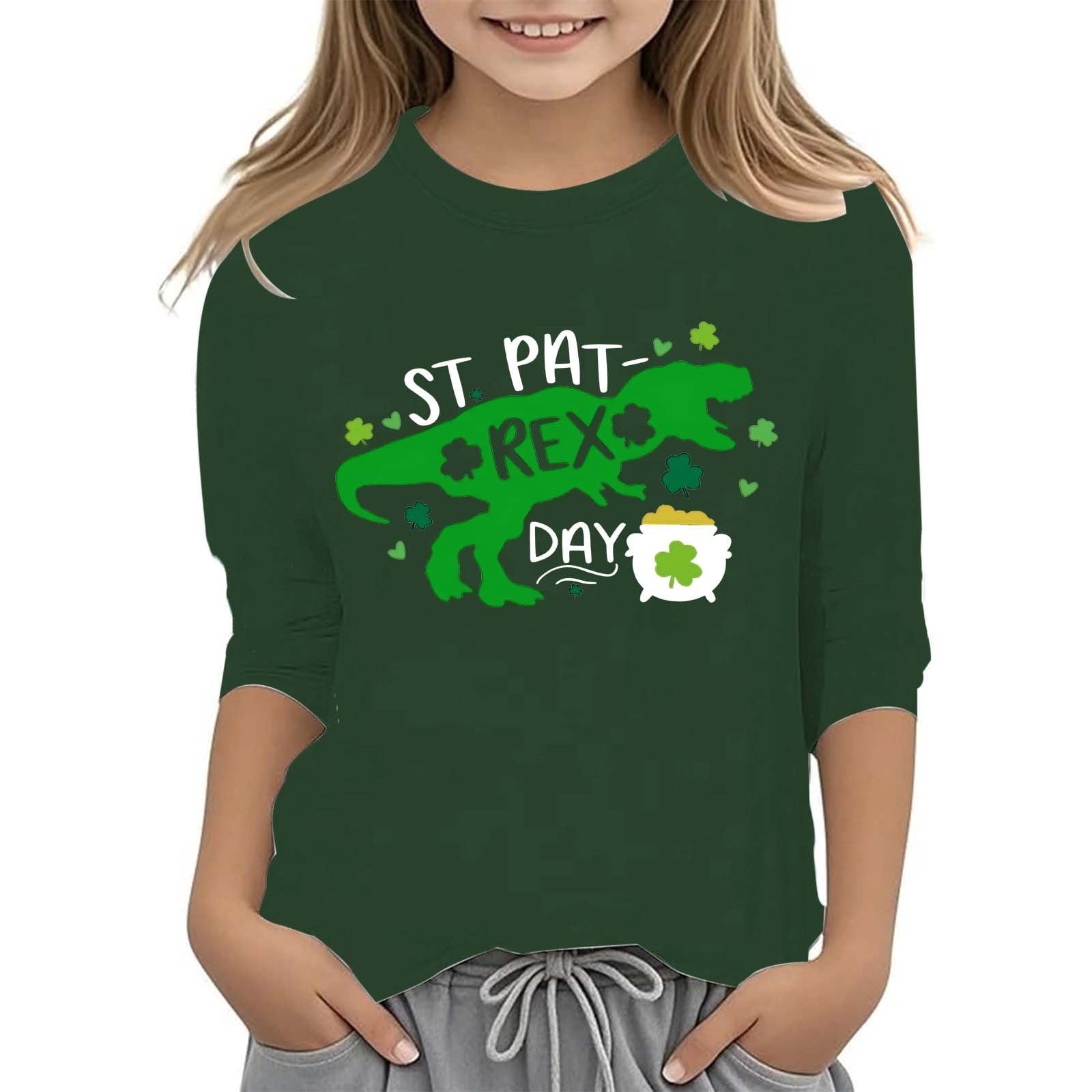 CAIXIA Girl Shirts Size 8 3/4 Sleeve T Shirts St. Patrick's Day Lucky ...