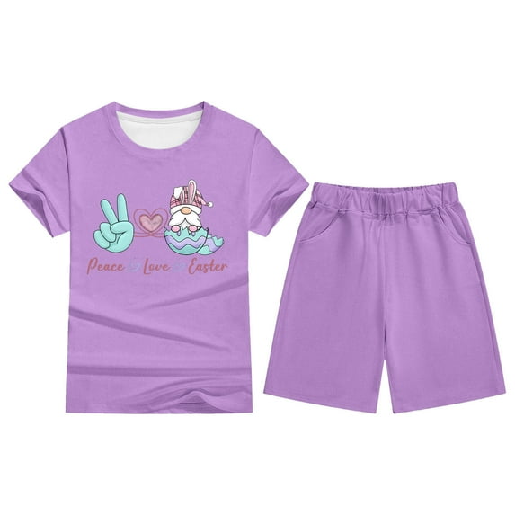 CAIXIA Girls 2 Piece Outfit Summer Easter Themed Children's Printed ...