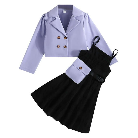 CAIXIA Girls 3 Piece Spring Outfits Cute Cami Dress and Long Sleeve ...