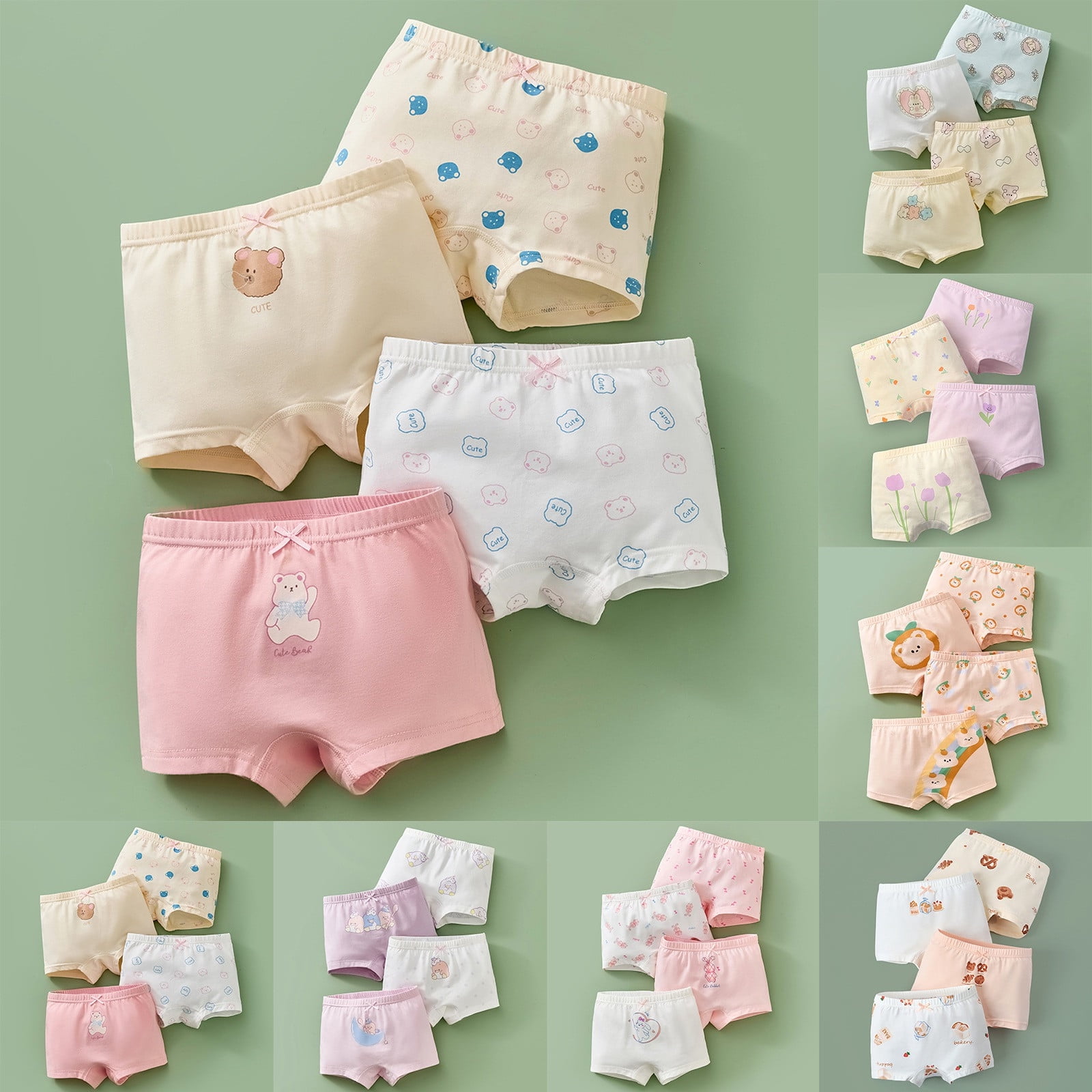 CAIXIA Girls Brief 4 Pcs Kids Soft Underwear Girls Soft Stretchy ...