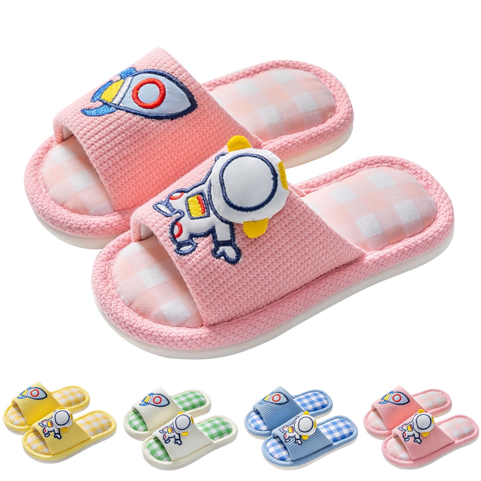 CAIXIA Girls Clogs Kids Cartoon Linen Slides Soft Indoor Outdoor Home ...