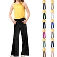CAIXIA Girls Cotton Wide Leg Pants Elastic Waist Casual Loose Trousers ...