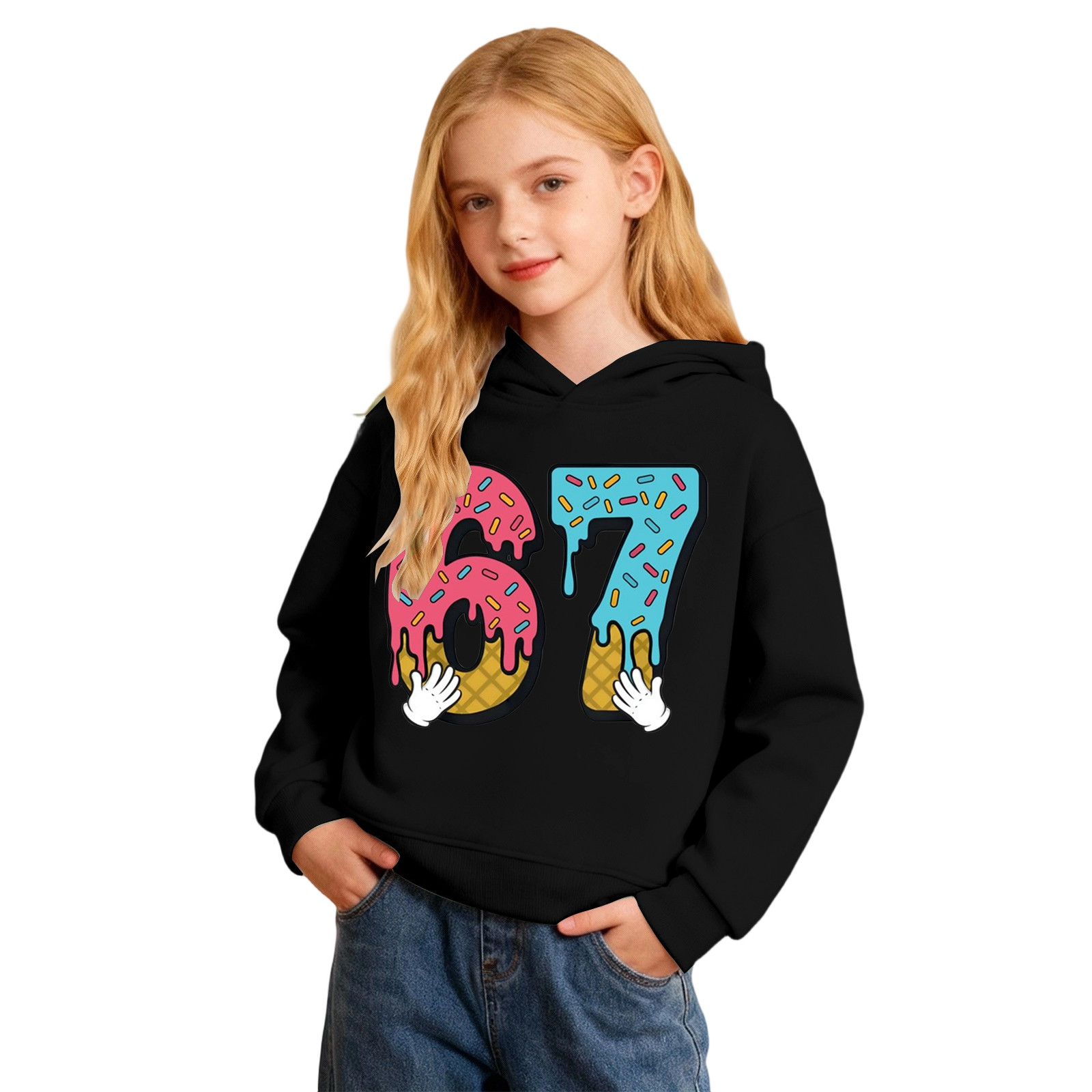 CAIXIA Girls Hoodies 67 Six Seven 6 7 Sweatshirt Long Sleeve Jumper 6 ...