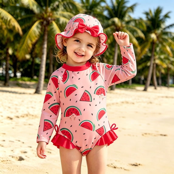CAIXIA Girls One Piece Swimsuit Kids Ruffle Bathing Suit Drawstring ...