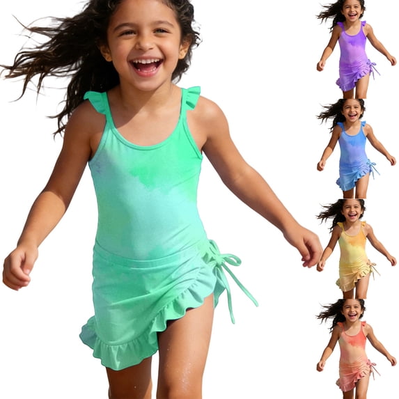 CAIXIA Girls One Piece Swimsuits Kids Bathing Suits Girls Drawstring ...