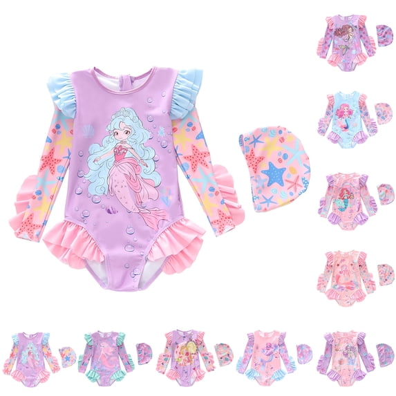 CAIXIA Girls One Piece Swimsuits Regular Fit Tropical Soft & Breathable ...