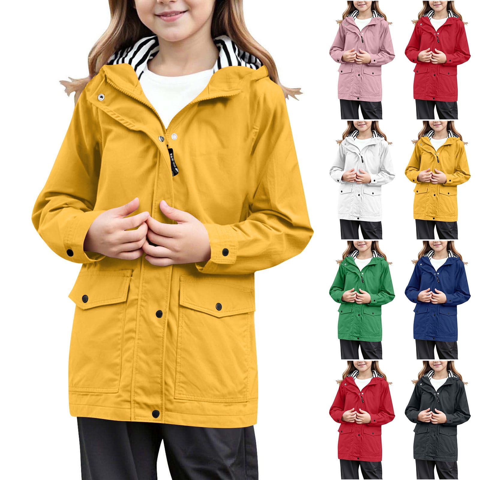 CAIXIA Girls Rain Jacket Kids Boys Lightweight Waterproof Raincoat For ...