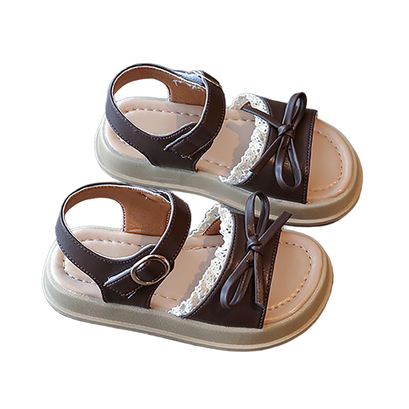 CAIXIA Girls Sandals Size 12 Girls' Bow Flat Sandals Versatile ...