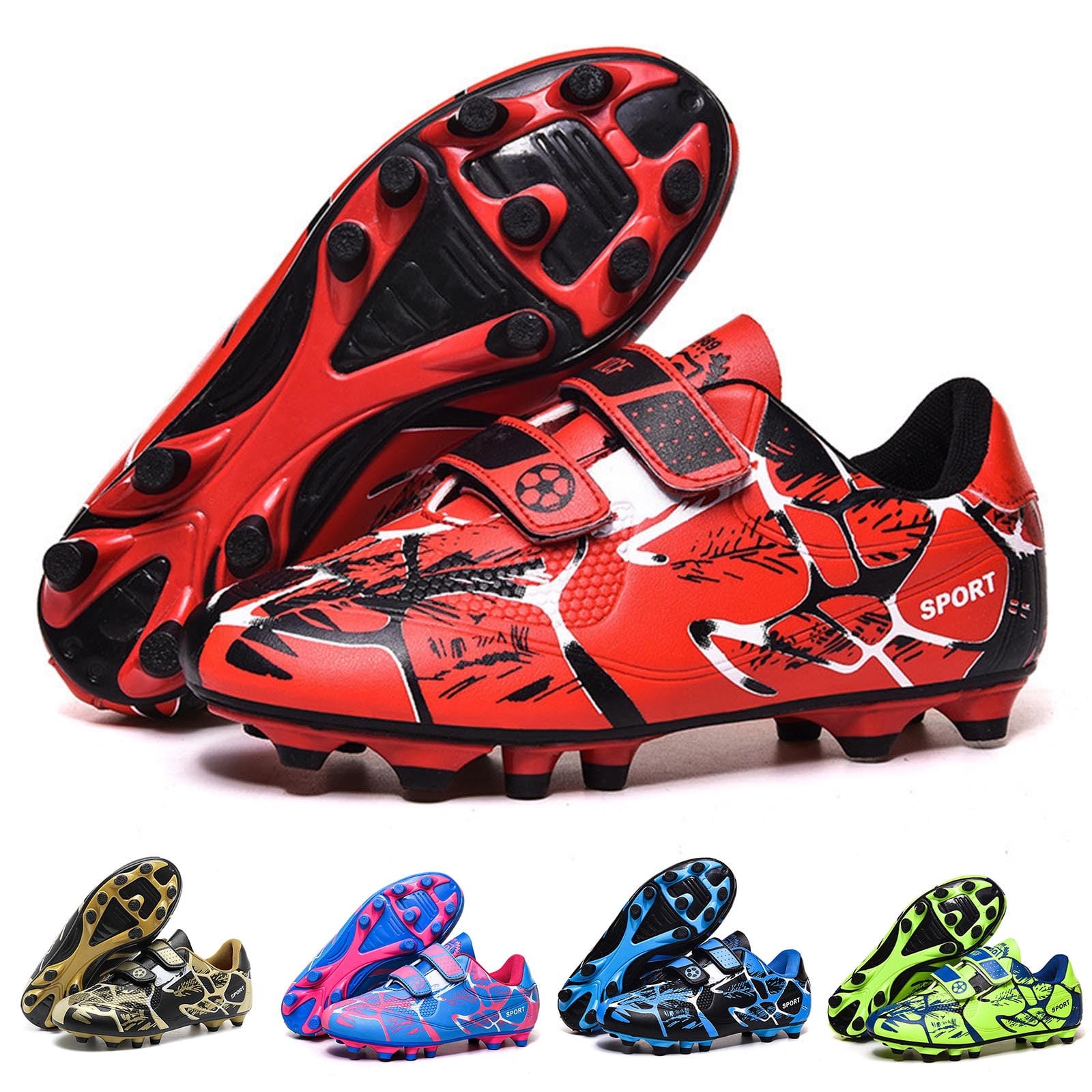 CAIXIA Girls Soccer Cleats,Football Shoes Without Lacing,Youth Football Cleats,Outdoor Spikes ...