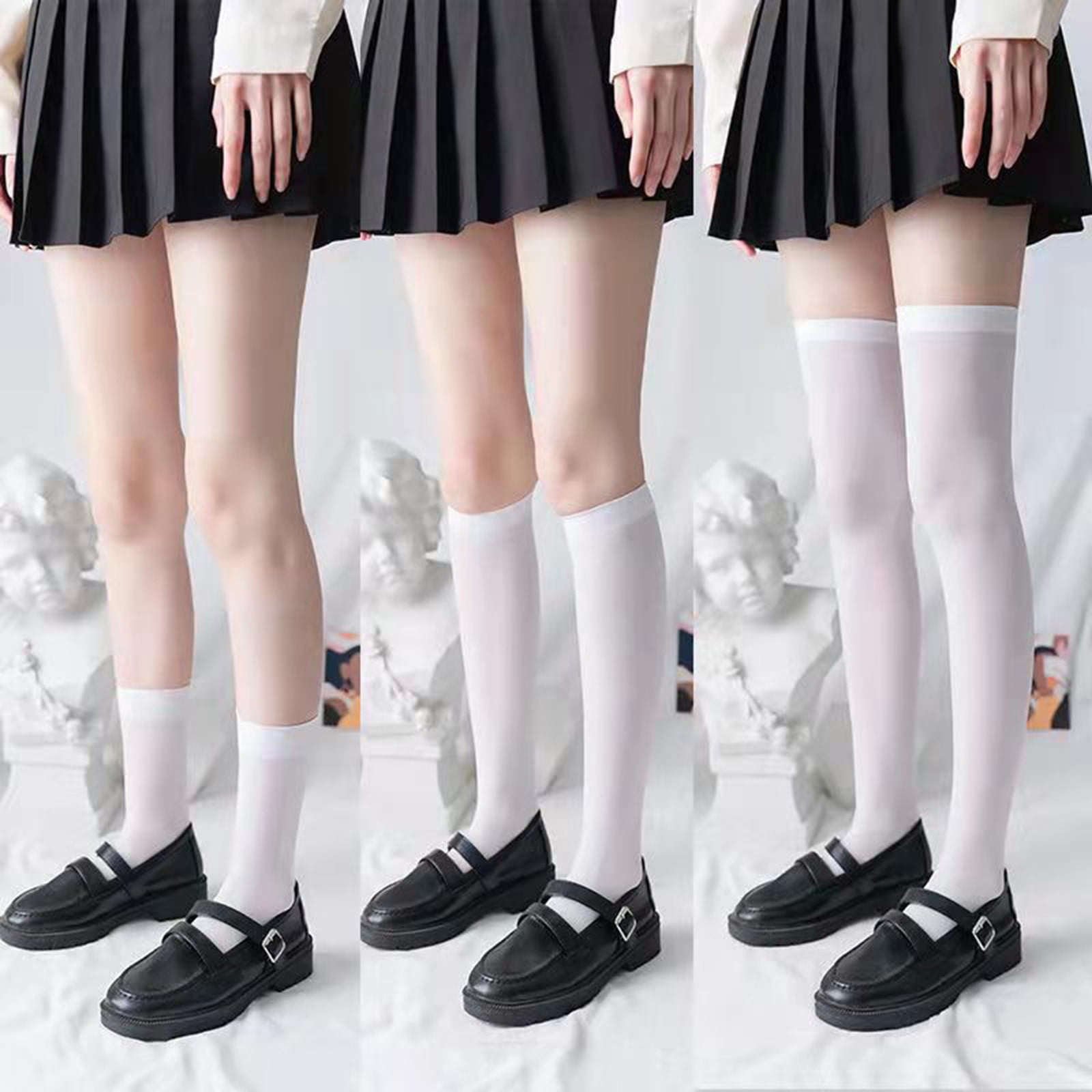 CAIXIA Girls Socks Knee High Socks for Girls Cotton Uniform Long Sock ...