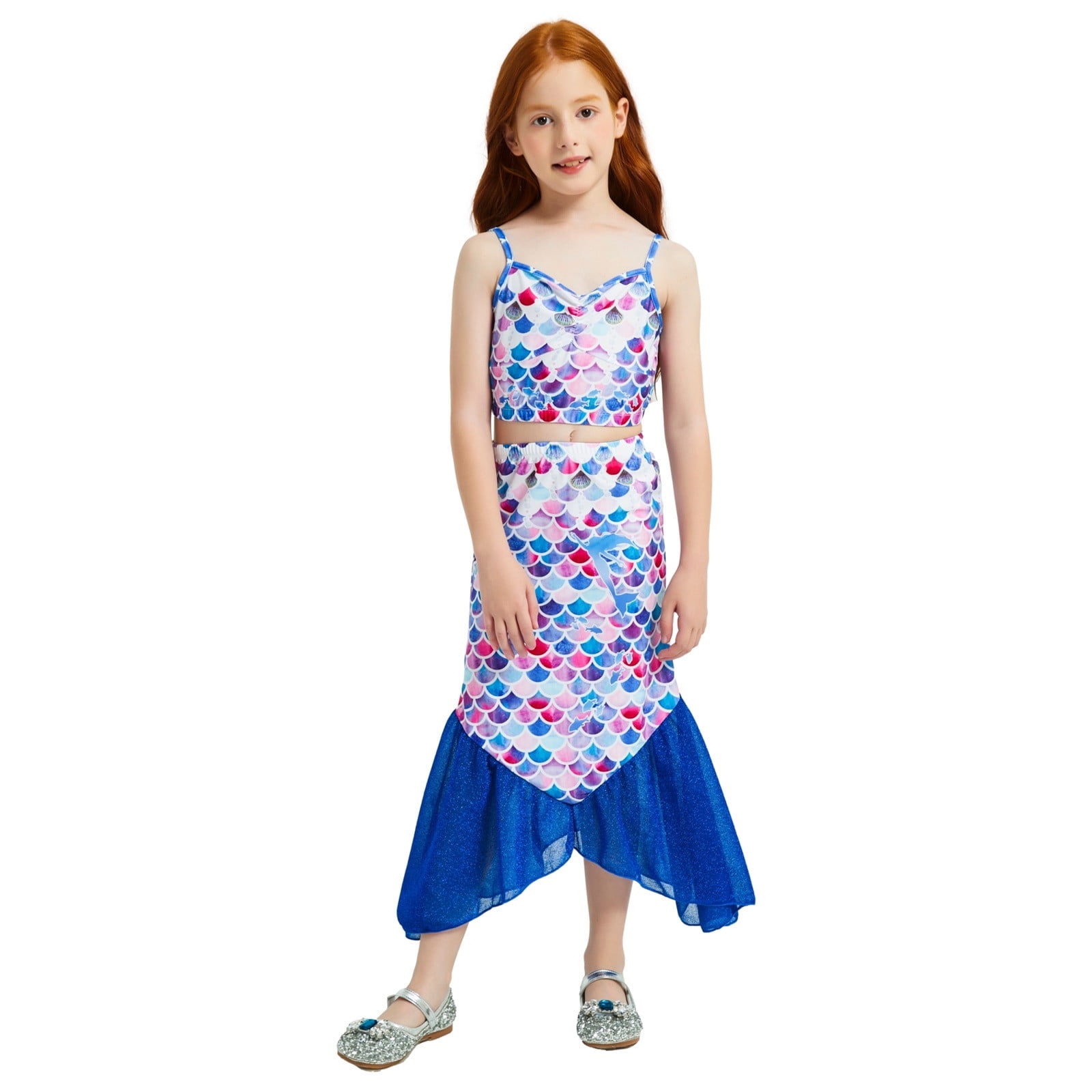 CAIXIA Girls Swimsuit Size 8 Mermaid Swimsuit with Tail 4t Ruffle Girls ...